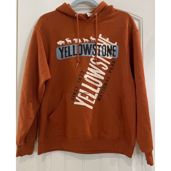 Shirts | Yellowstone National Park Medium Hoodie Orange Buck Buffalos ...